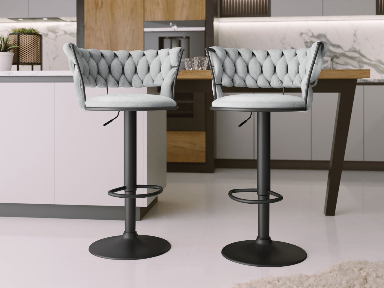 Set 2 buc scaune de bar Archie BS-1141/BK